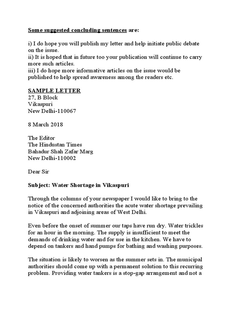 Sample Letter | PDF | Water | Hydrology