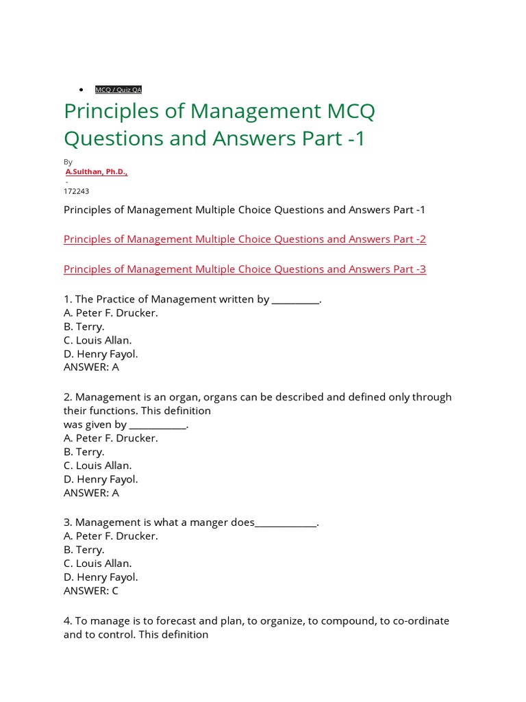 Management Quiz | PDF | Hypothesis | Leadership