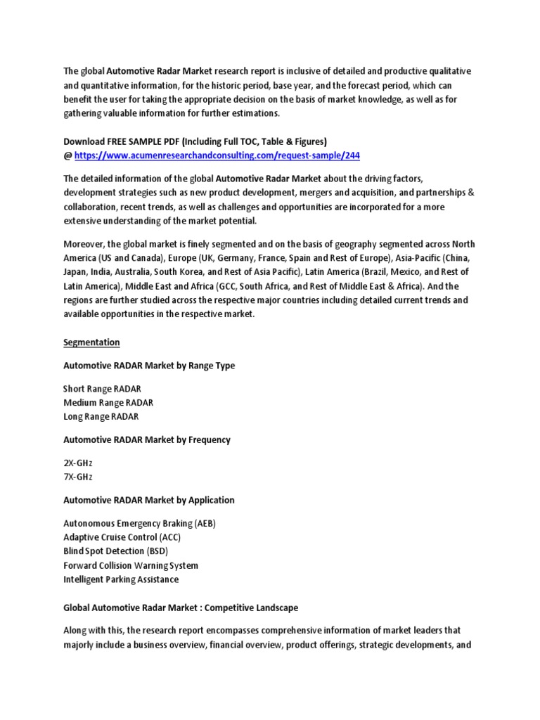 FREE SAMPLE PDF (Including Full TOC, Table & Figures) @ | PDF | Radar ...