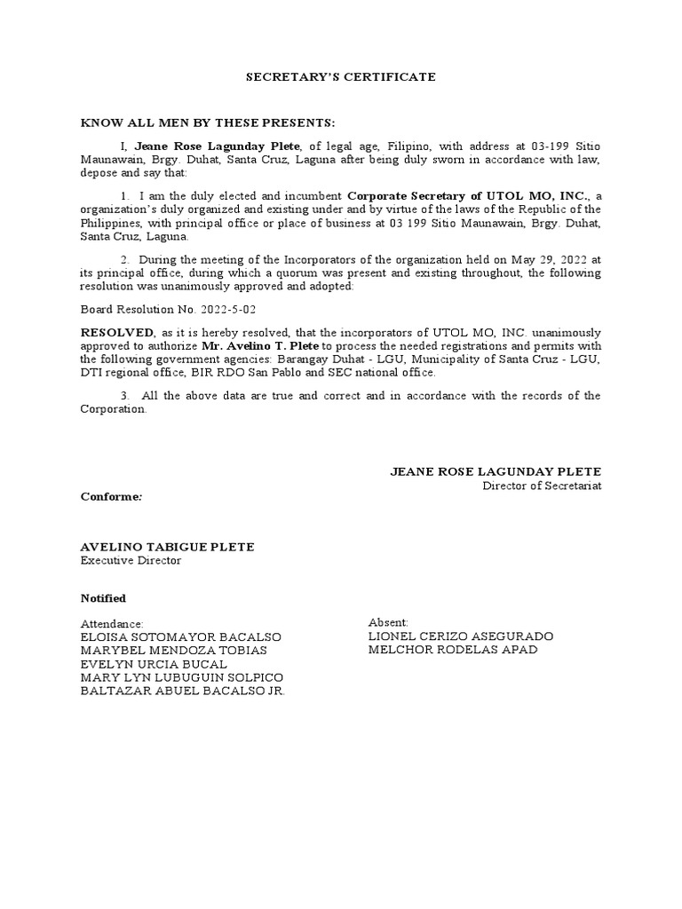 Board Resolution Authorization | PDF