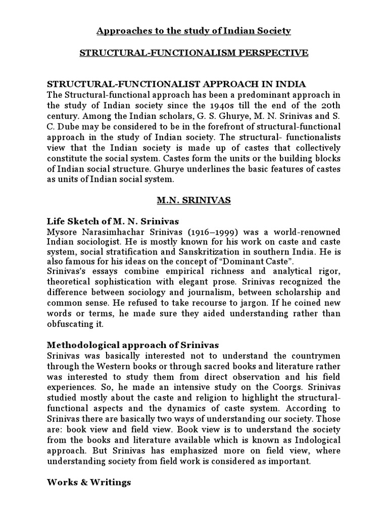 Structural-Functionalist Perspective | PDF | Caste