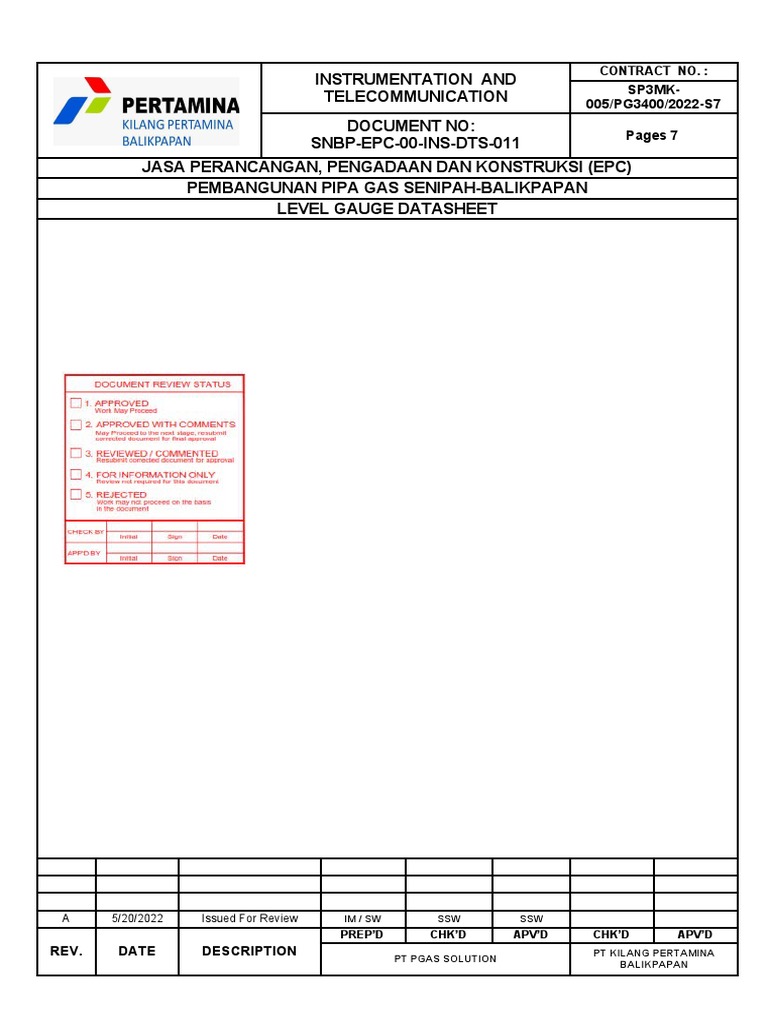 LEVEL GAUGE DATASHEET-Rev.A | Download Free PDF | Valve | Pipe (Fluid ...