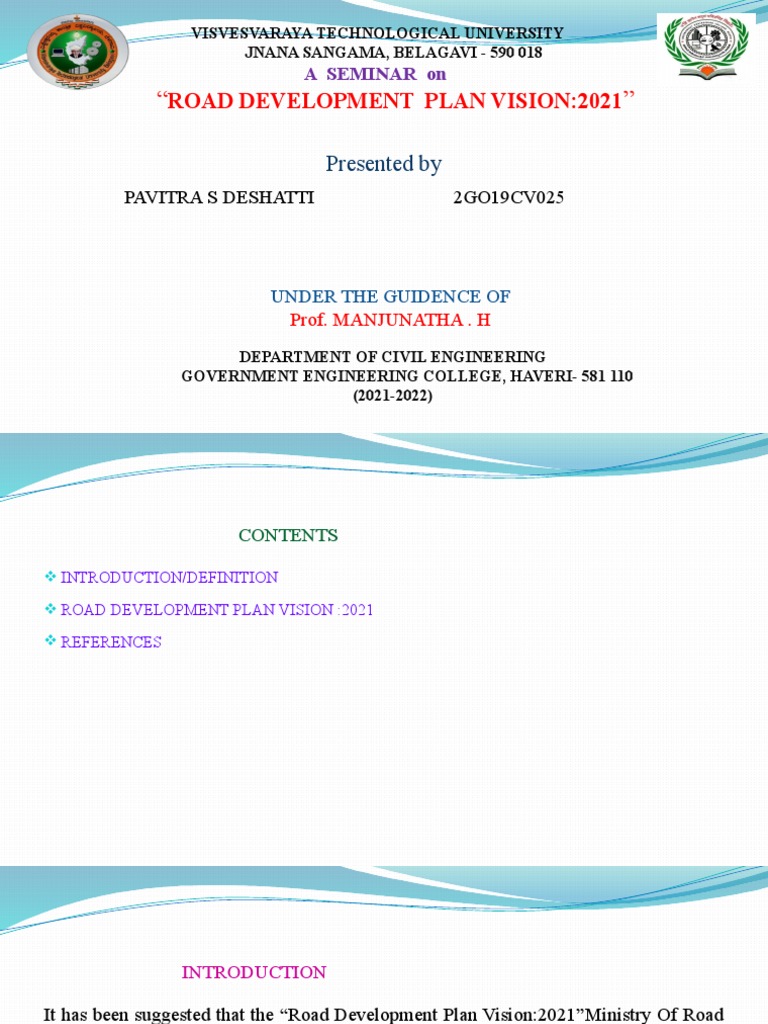 Road Development Plan Vision:2021: Presented by | PDF | Transport ...