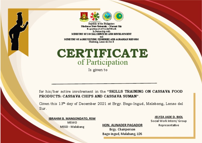 Skills Training Certificate - Participants | PDF