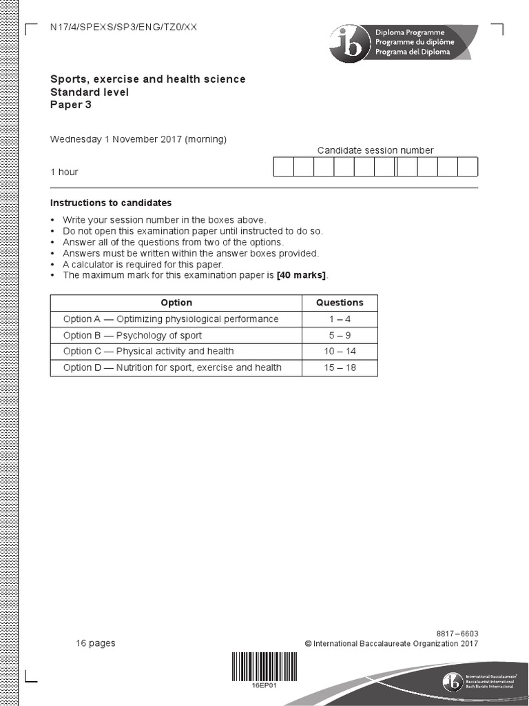Sports Exercise and Health Science Paper 3 SL | PDF | Motivation ...