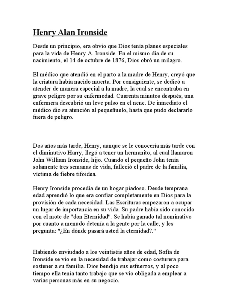 Biografía de Henry A. Ironside | PDF | Cristo (título) | Biblia
