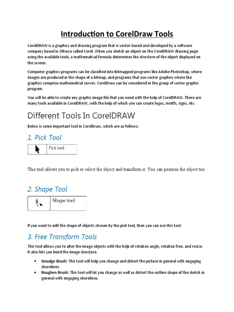 Introduction To CorelDraw Tools | PDF | Computer Graphics | Graphics
