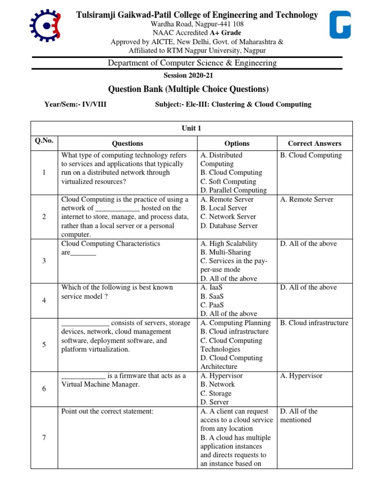 CCC MCQ SET 3 Units | PDF | Cloud Computing | Apache Hadoop
