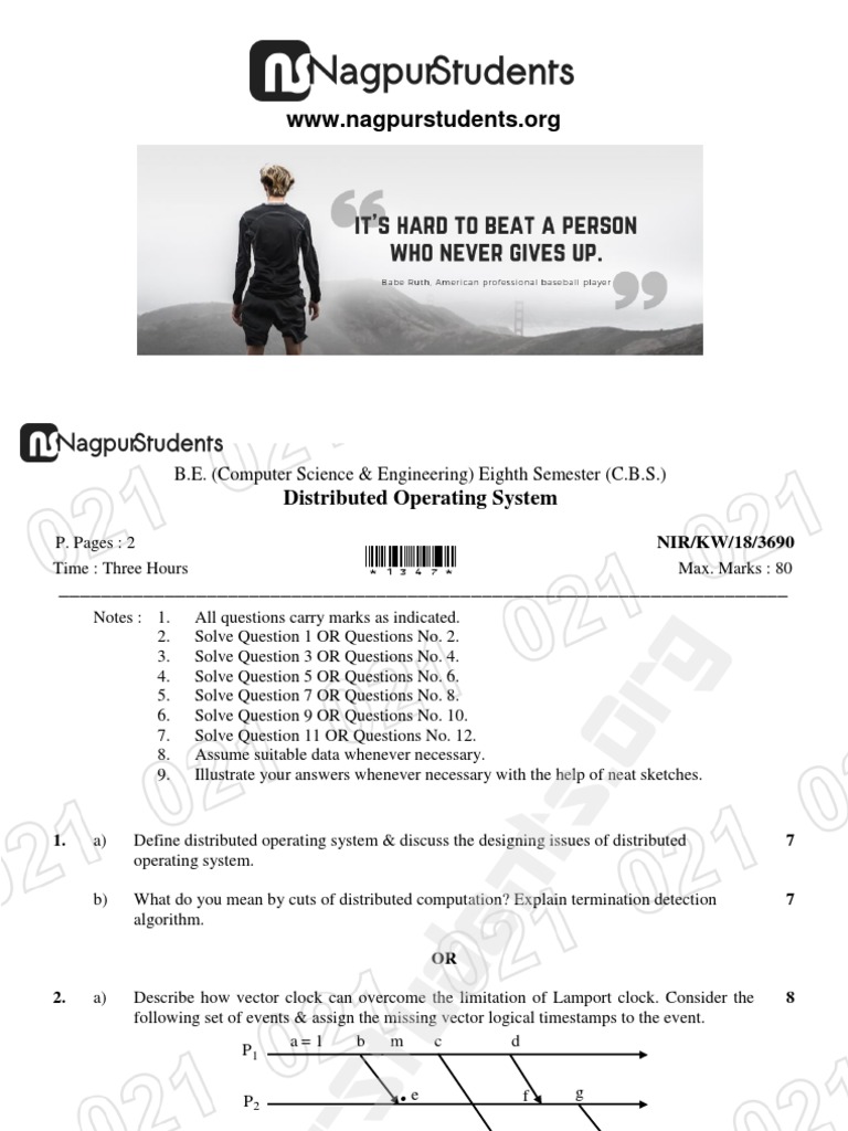 Dos Question Paper | PDF | Distributed Computing | Algorithms