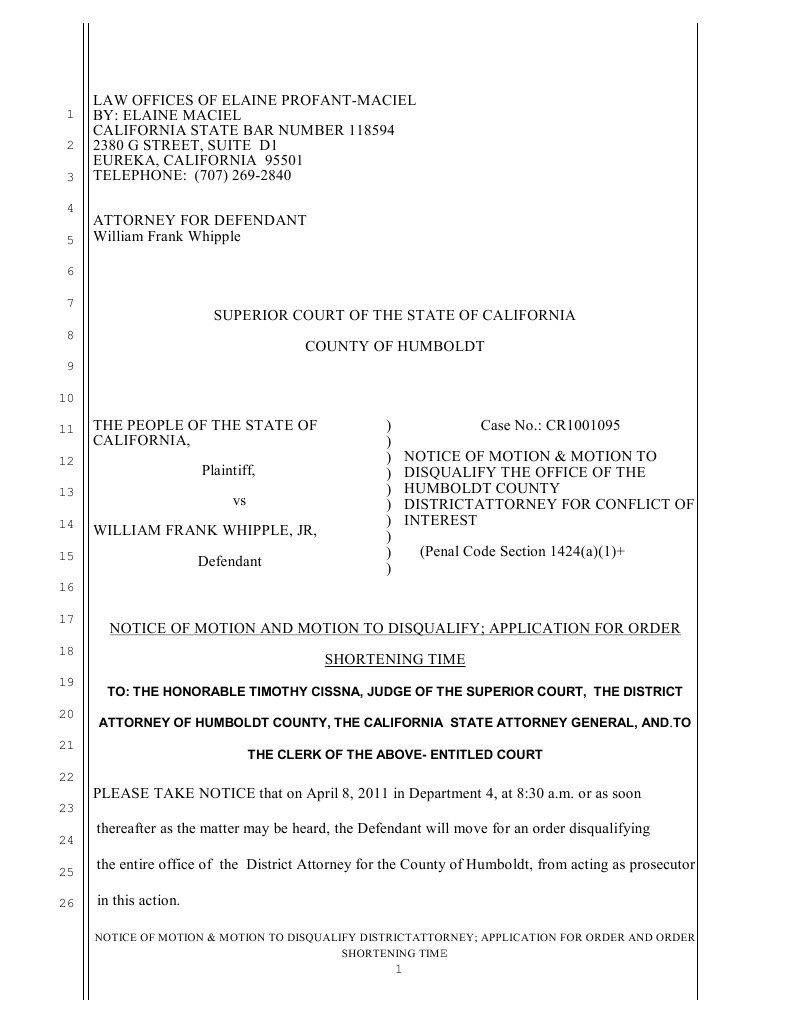 Motion To Disqualify DA With All Facts | PDF | Prosecutor | Perjury