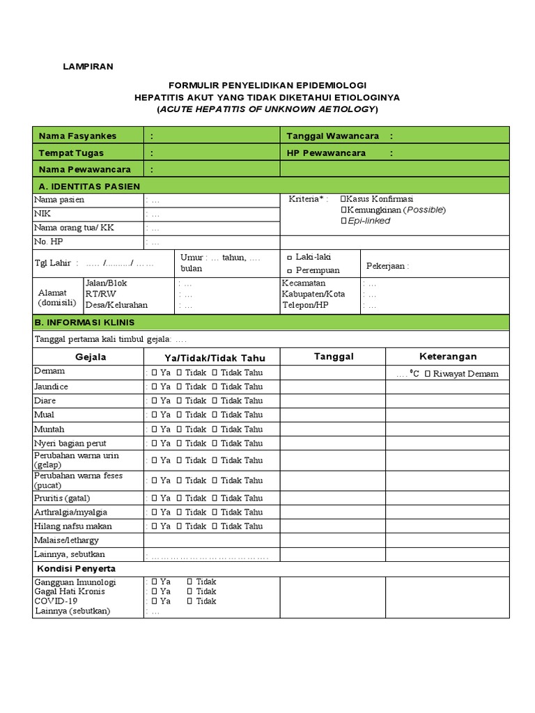 Form Pe Hepatitis Unknown | PDF