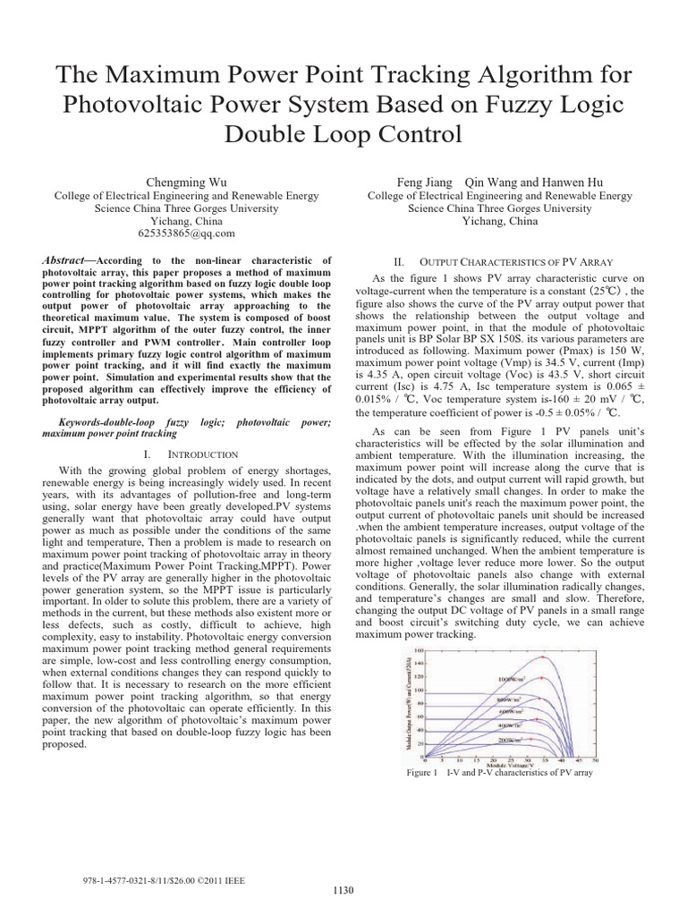 The Maximum Power Point Tracking Algorithm For Photovoltaic Power System | PDF | Photovoltaics ...