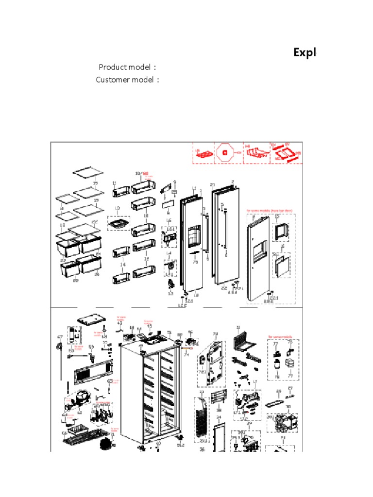Exploded View: 22031050000281 RF-S218XAR1 Product Model Customer Model ...