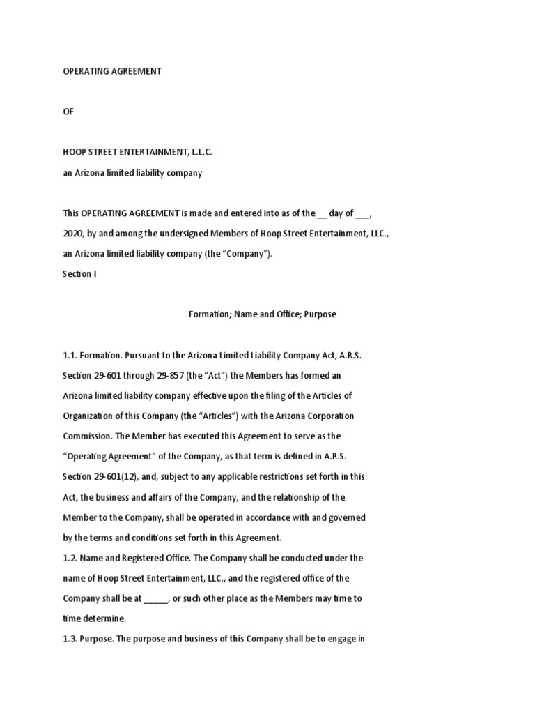Operating Agreement | PDF | Limited Liability Company | Liquidation