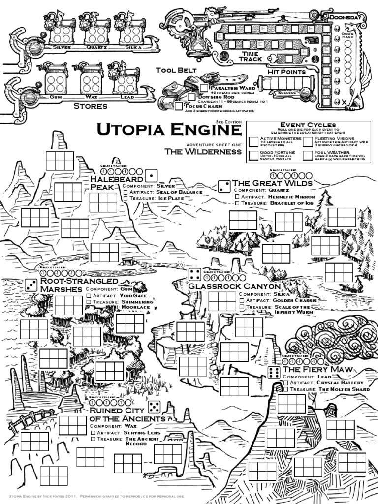 Utopia Engine 3rd Edition Adventure Sheets | PDF