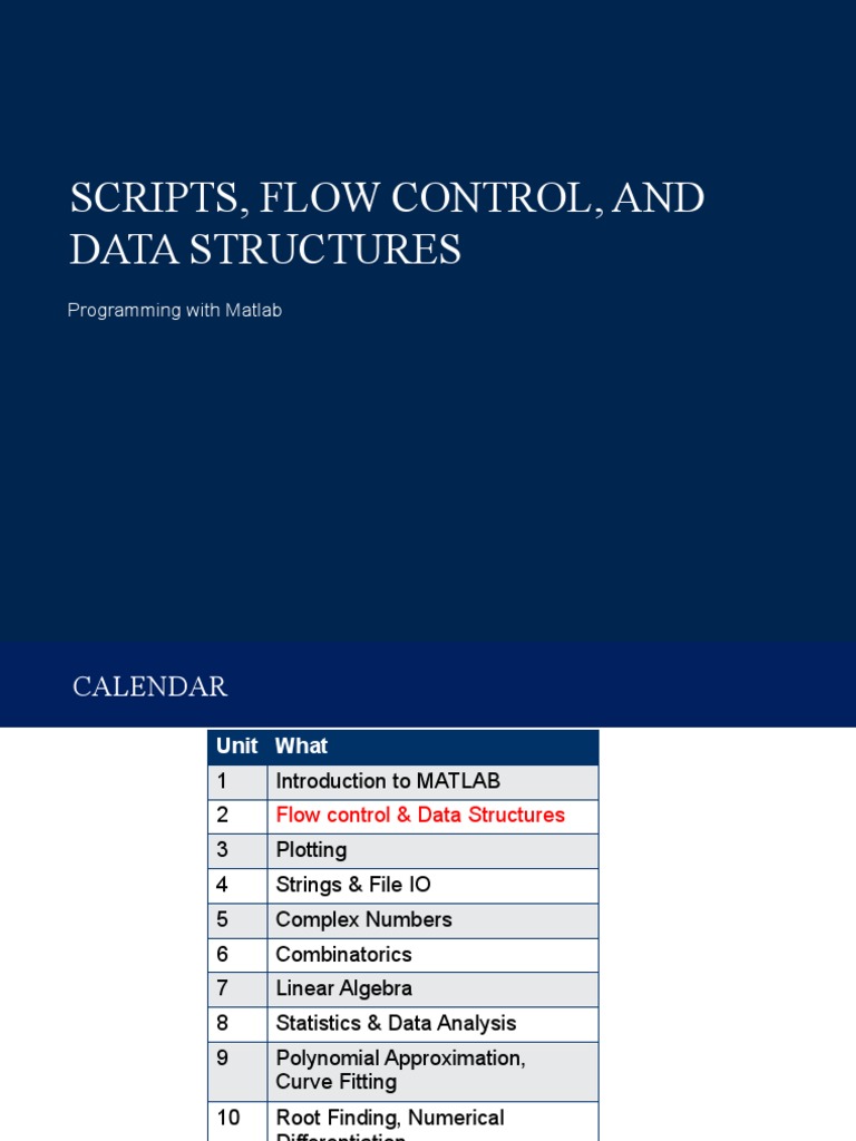 Scripts Flow Control And Data Structures Programming With Matlab Download Free Pdf