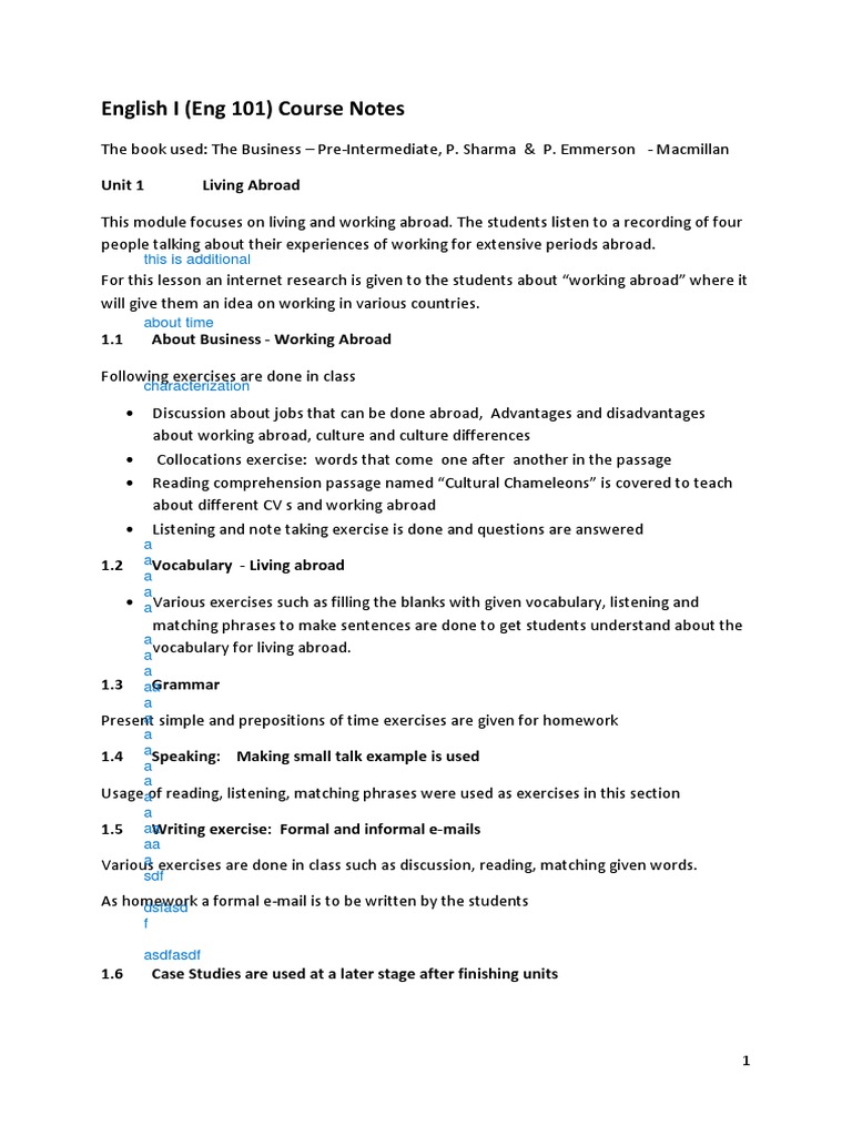 English 101 Class Notes June 4th 2022 | PDF | Vocabulary | Reading ...