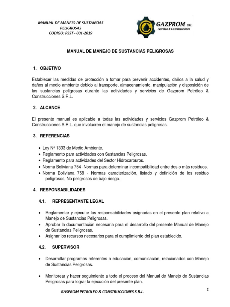 Manual de Manejo de Sustancias Peligrosas | PDF