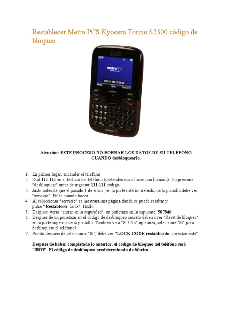 Desbloqueo de Kyocera Torino S2300 | PDF | Informática