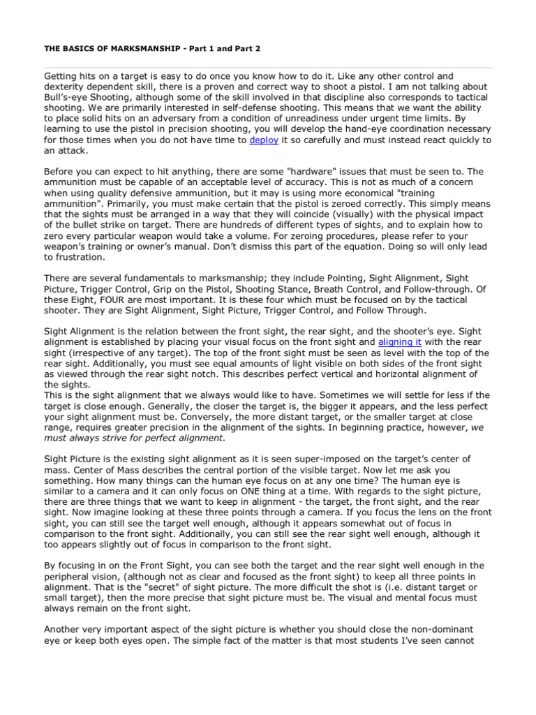 The Fundamentals of Marksmanship: Developing Precision Through Proper ...