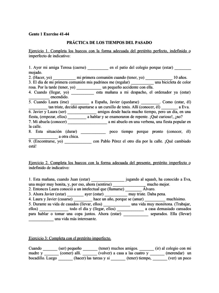 Qdoc - Tips - Practica de Los Tiempos Del Pasado | PDF | Lingüística ...