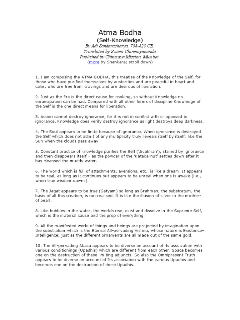 Atma Bodha | PDF | Ātman (Hinduism) | Brahman