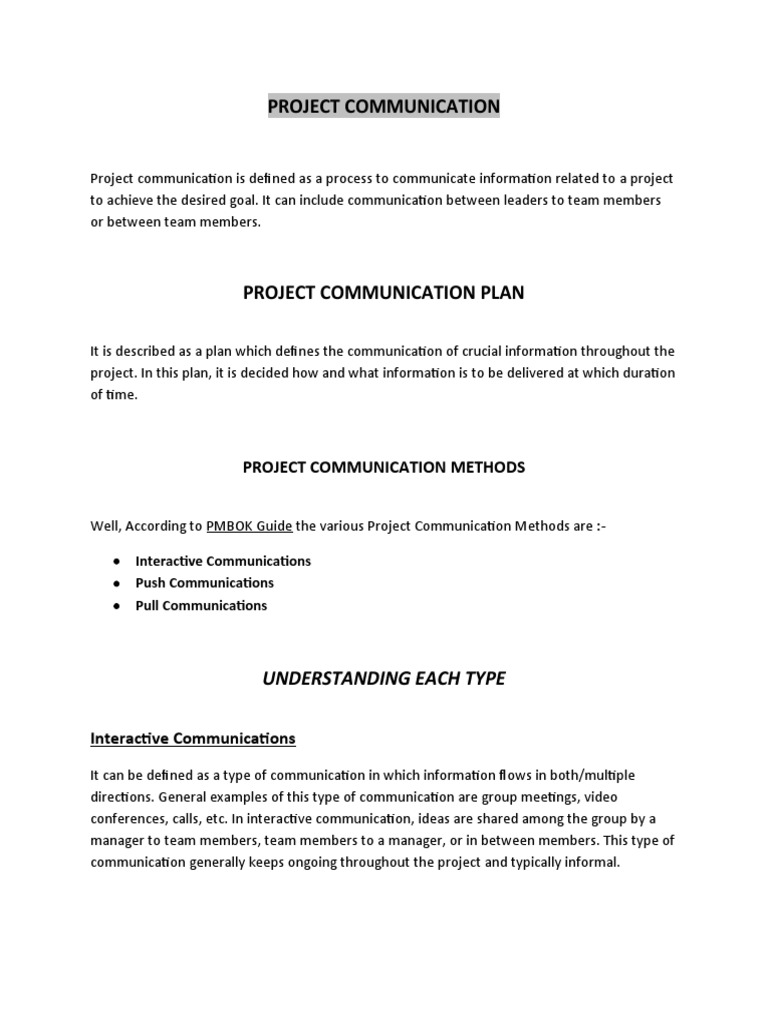 Project Communication Methods | PDF | Communication | Information
