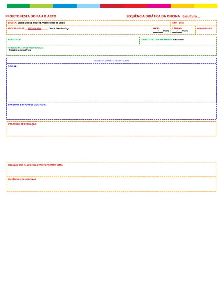 Modelo para Sequência Didática | PDF