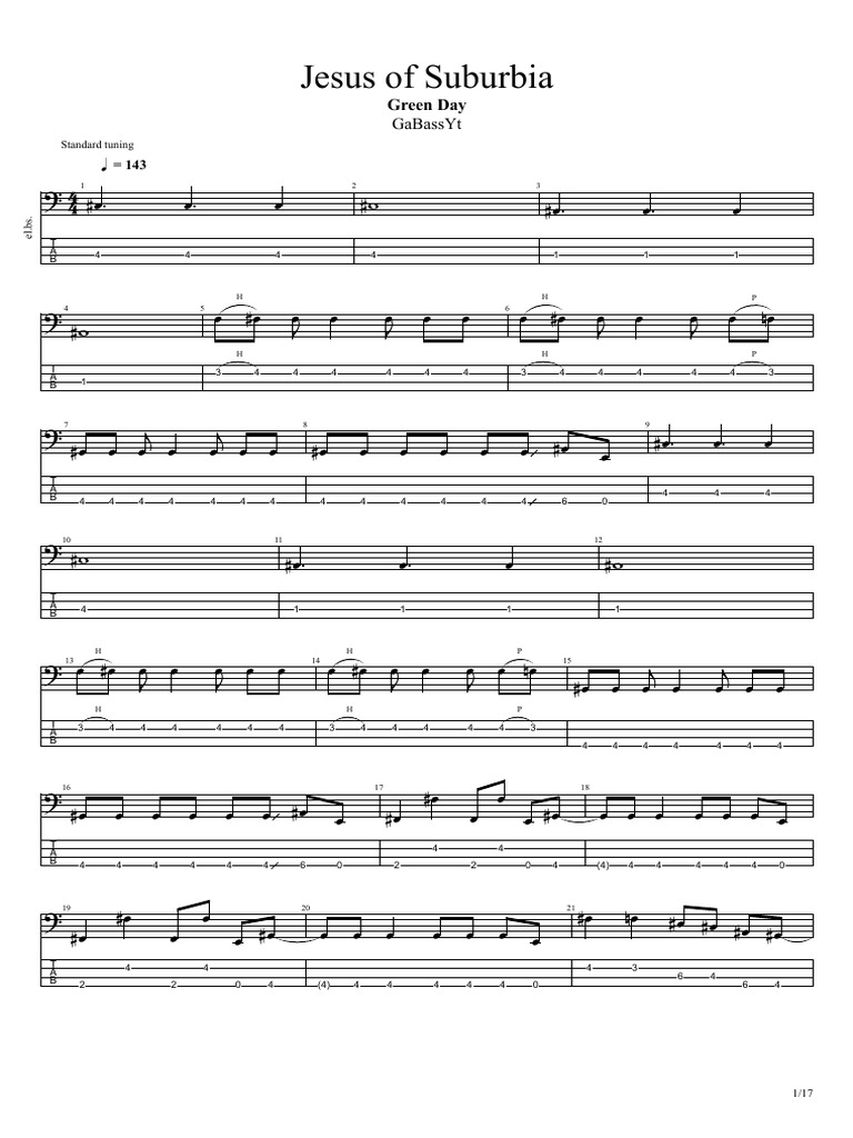 Jesus of Suburbia Bass Tab | PDF
