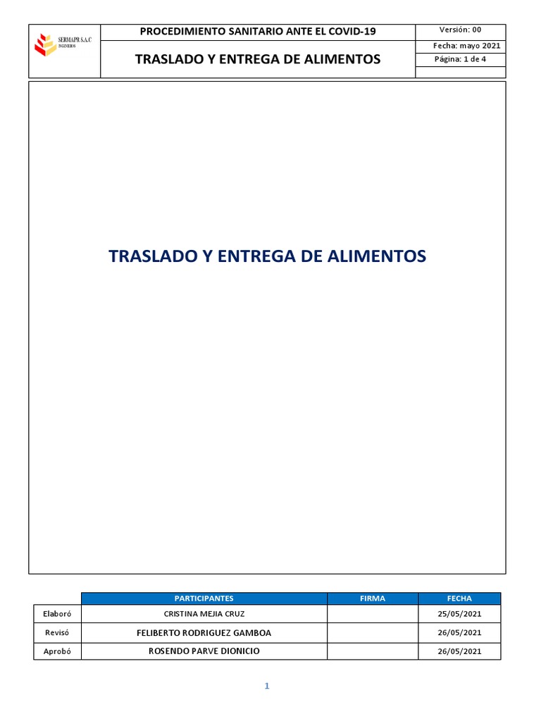 Protocolo COVID-19: Entrega de Alimentos | PDF | Salud pública ...