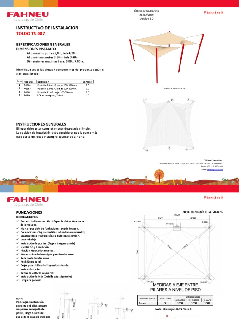 Ficha Tecnica TOLDO TS-007 10 x10 Mts | PDF | Ingeniería estructural ...