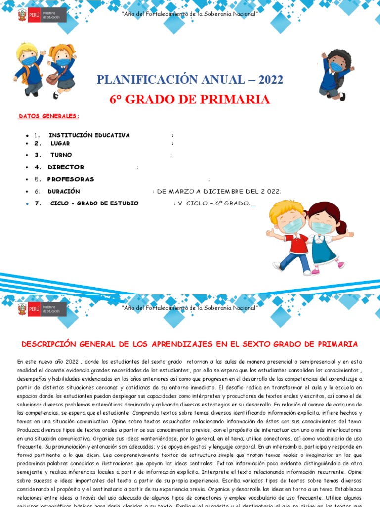 6°planificación Anual 6to Grado | PDF | Números | Geometría