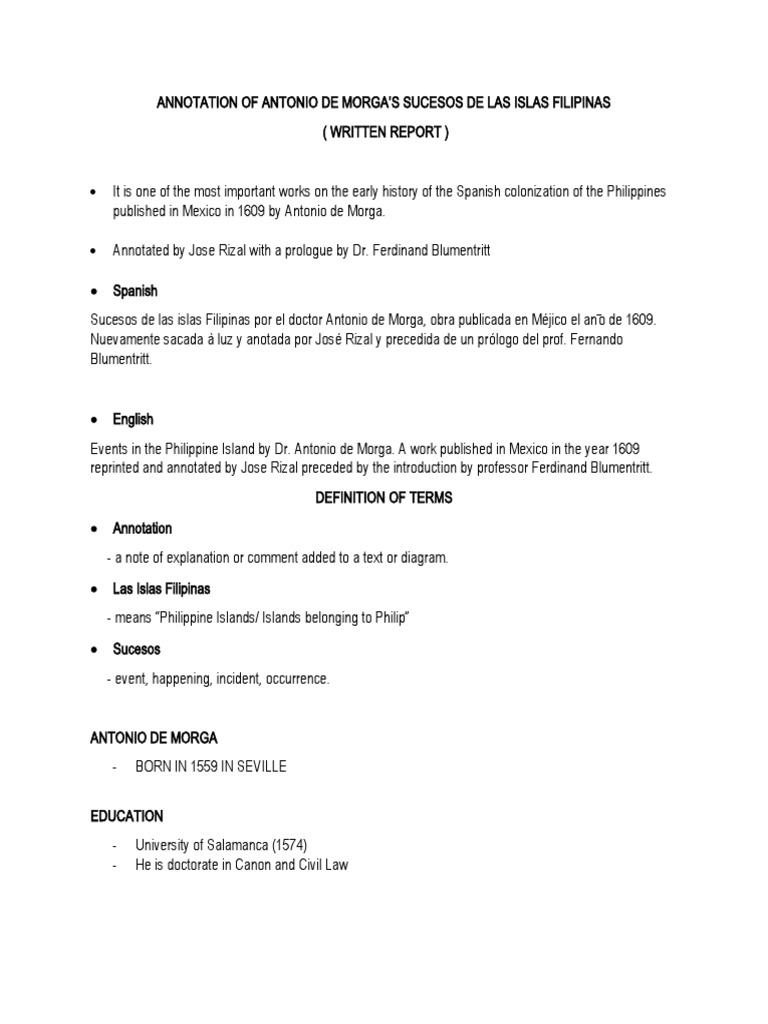 Rizal's Annotation of Morga's Work | PDF | Philippines