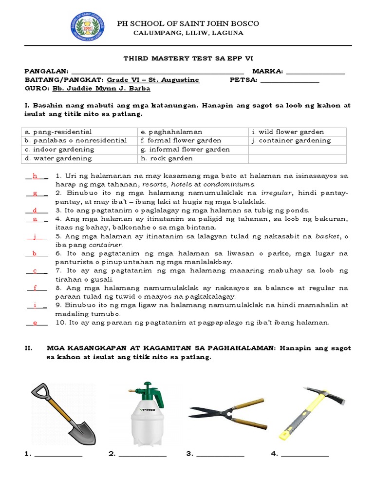 EPP 3rd Mastery | PDF