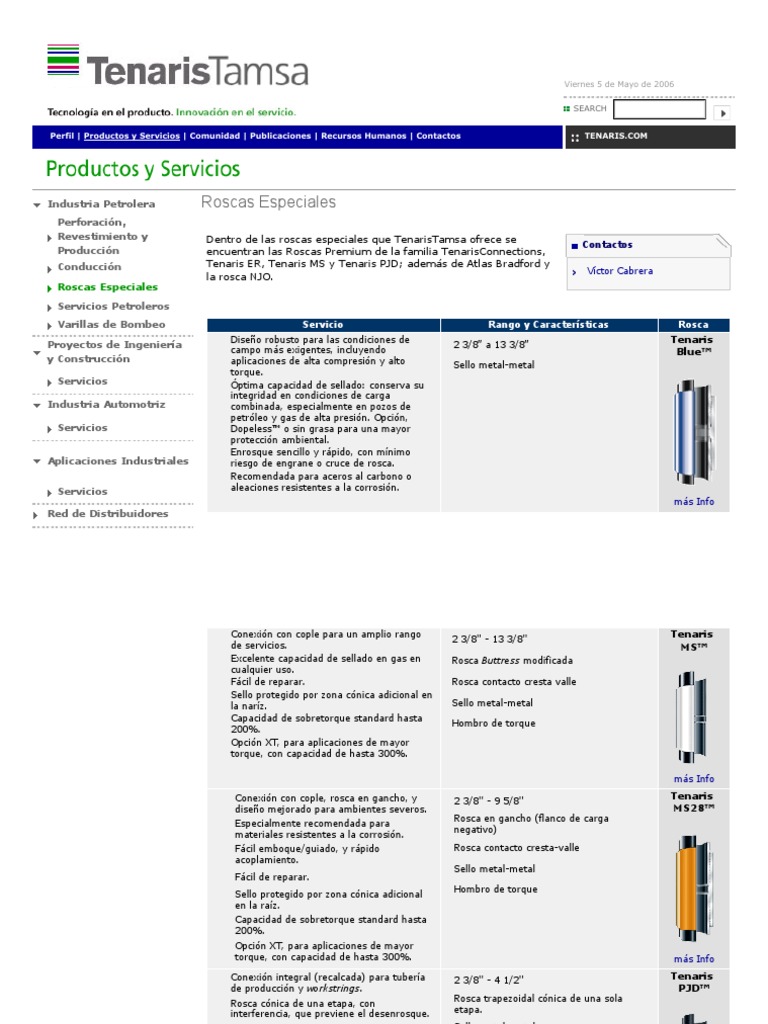 Tenaris - Tamsa Roscas Especiales | PDF