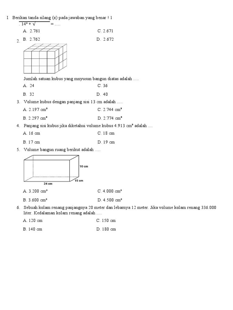 Selisih Volume dan Sisi Kubus | PDF | Metode & Bahan Ajar