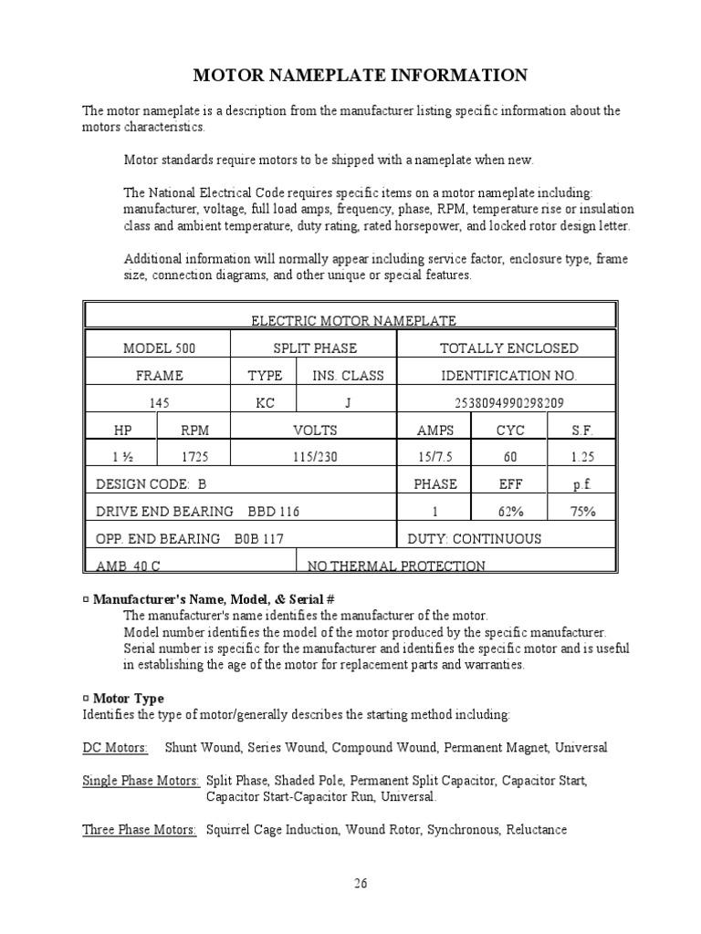 Motor Nameplate | PDF | Electric Motor | Horsepower