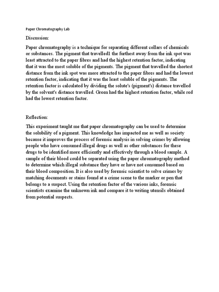 Paper Chromatography Lab | PDF