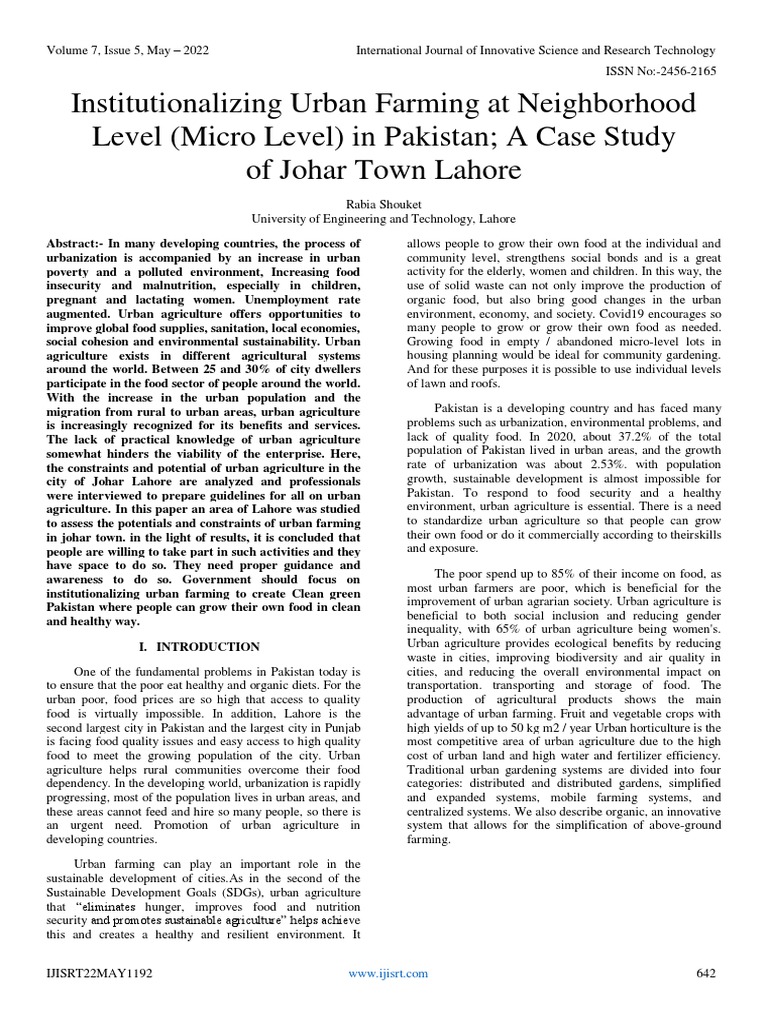 Institutionalizing Urban Farming at Neighborhood Level (Micro Level) in ...