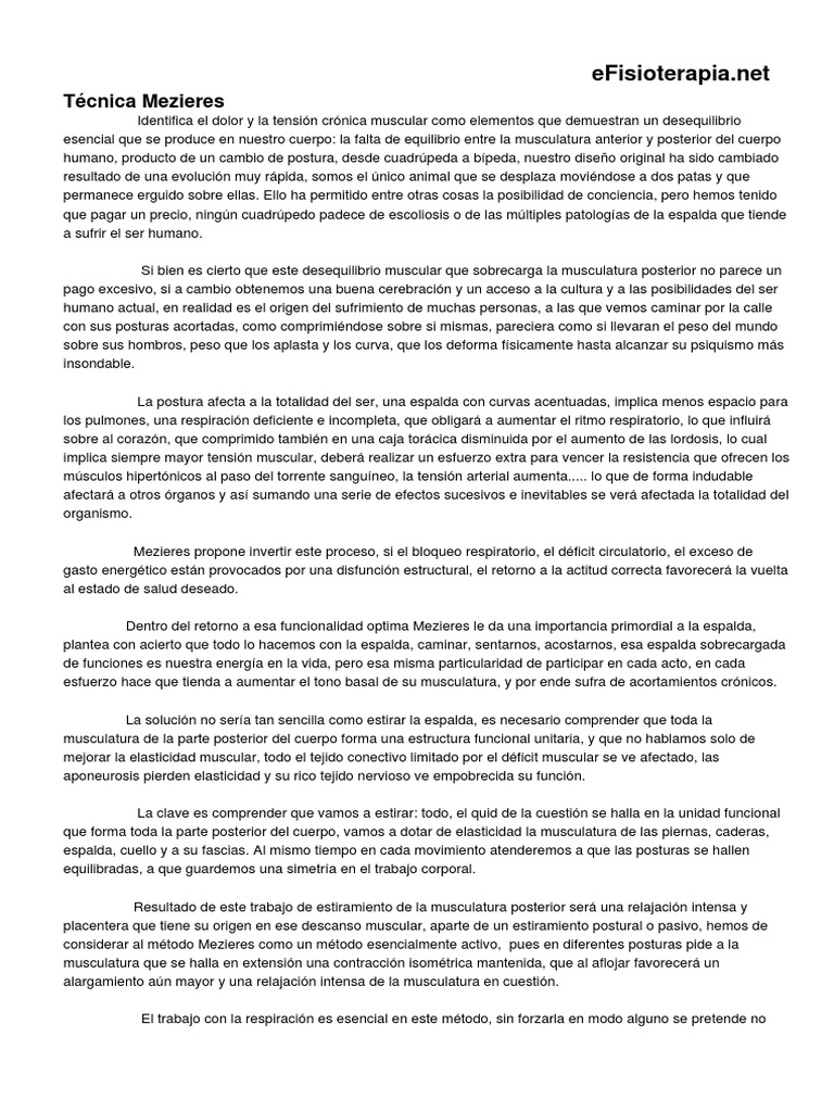 Tecnica Mezieres Relajacion | PDF | Músculo esquelético | Anatomía
