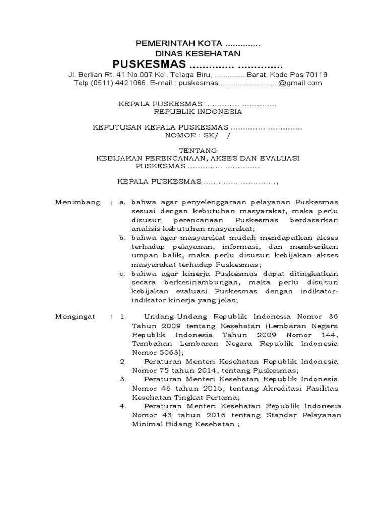 1.1.2.1 SK Jenis Jenis Pelayanan Puskesmas | PDF | Sains & Matematika