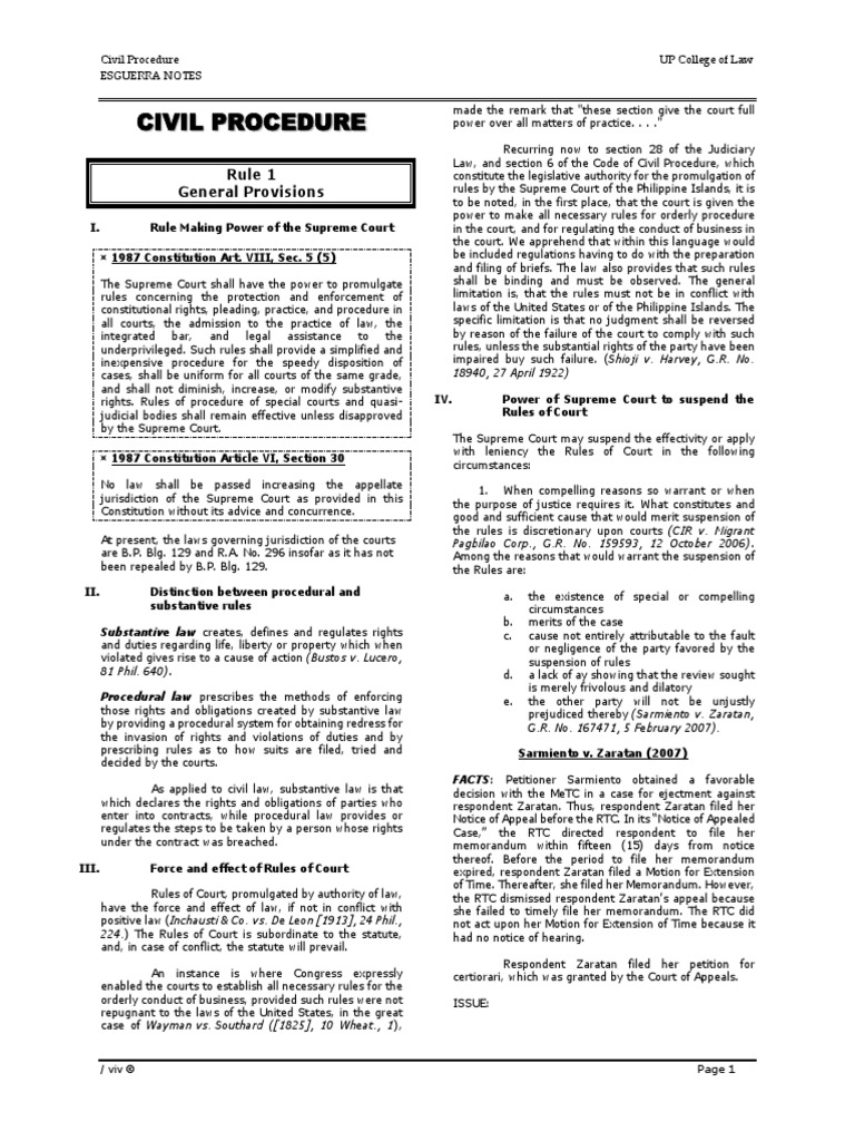 Civil Procedure Reviewer 1-22-2021 | PDF | Lawsuit | In Rem Jurisdiction