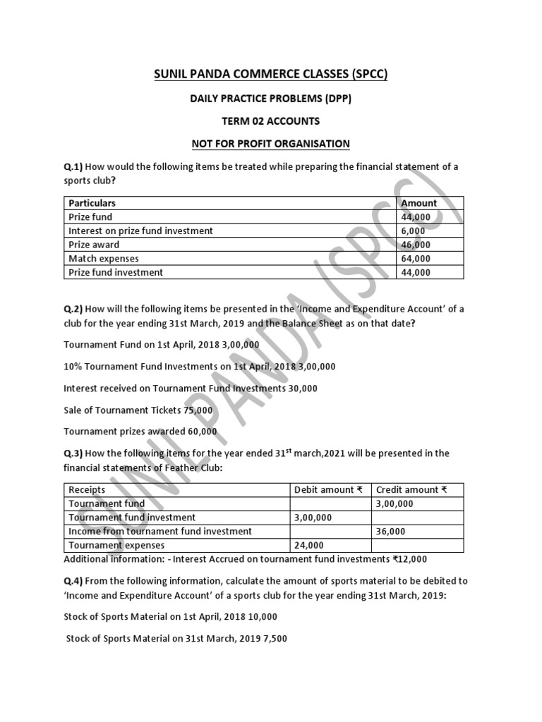 Sunil Panda Commerce Classes (SPCC) : Daily Practice Problems (DPP ...