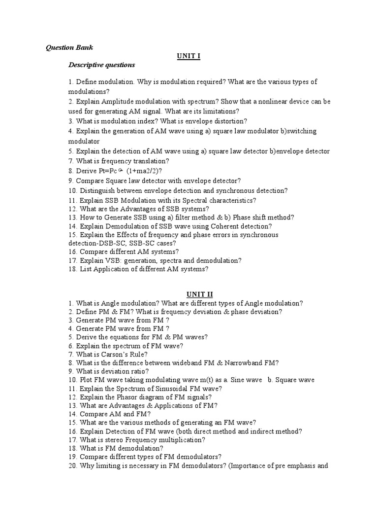 ADC - Question Bank Long Questions | PDF | Frequency Modulation ... ADC - Question Bank Long Questions | PDF | Frequency Modulation ...