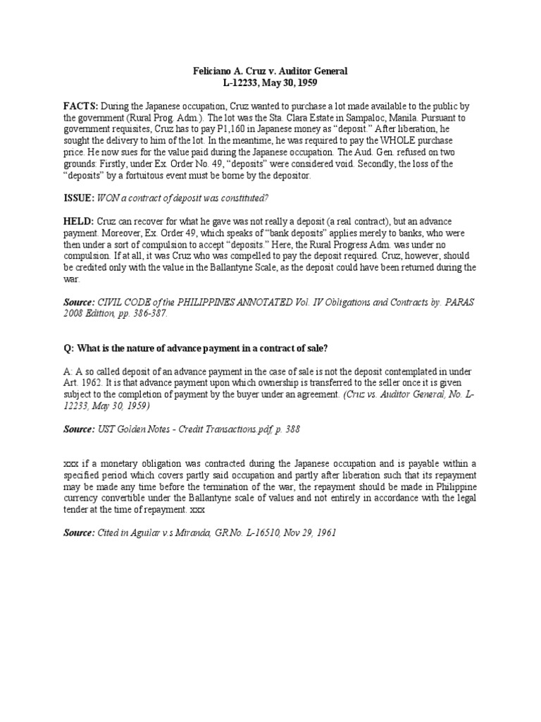 Source: CIVIL CODE of The PHILIPPINES ANNOTATED Vol. IV Obligations and ...