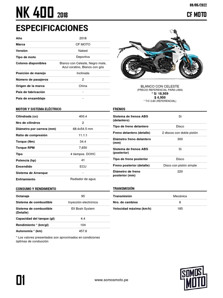 NK 400 2018 - CF Moto - BlancoconCeleste 09 05 2022 | PDF | Motocicleta ...