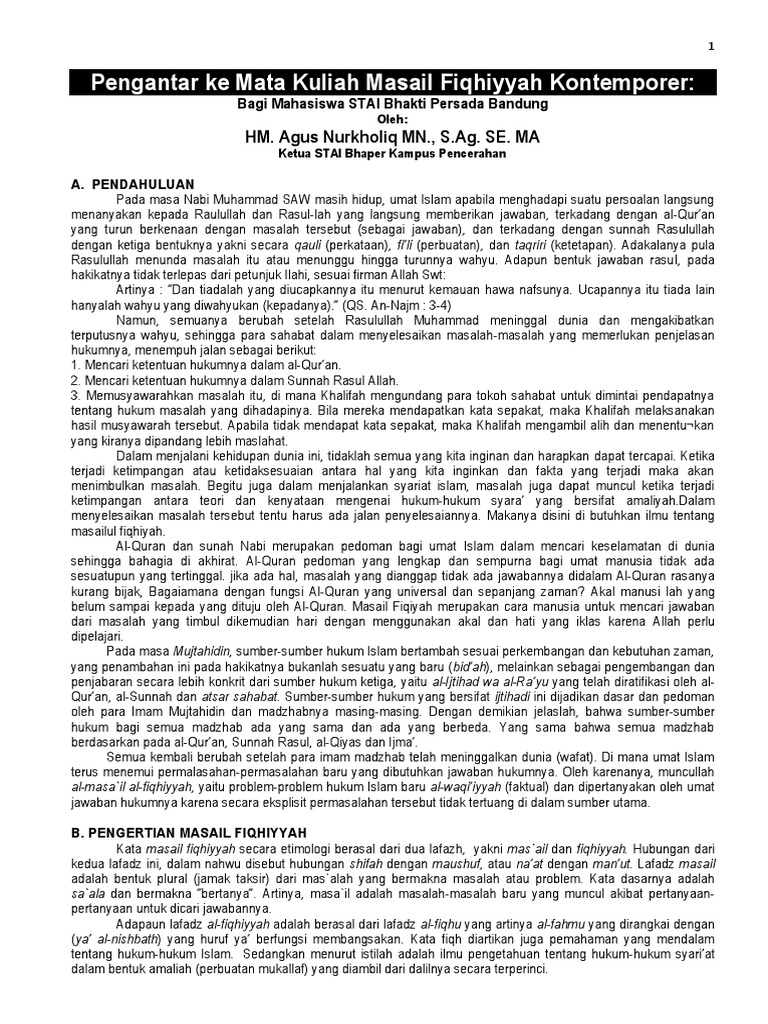 Masail Fiqhiyyah | PDF