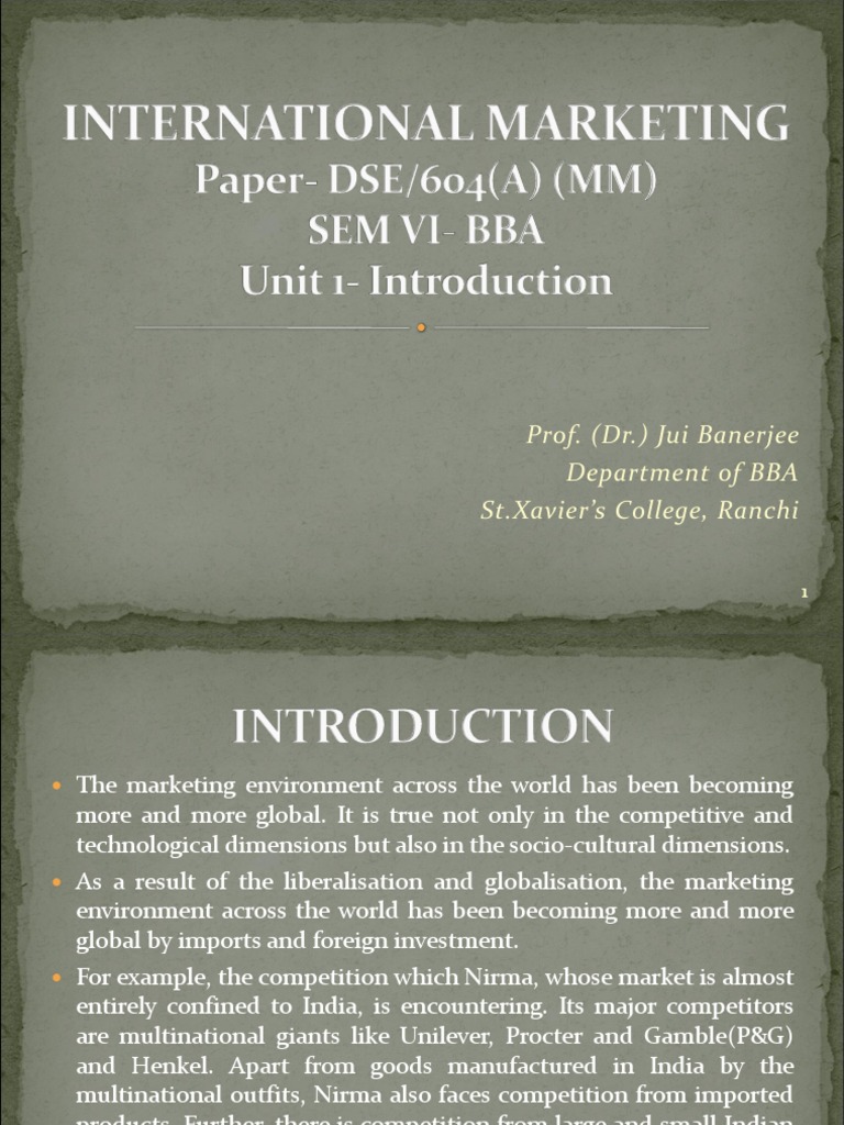 Unit 1 - Introduction | PDF | Multinational Corporation | Market ...