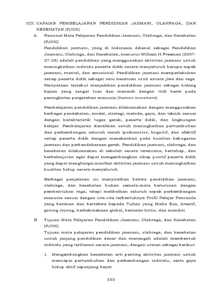 Capaian Pembelajaran PJOK di Sekolah | PDF | Physical Exercise
