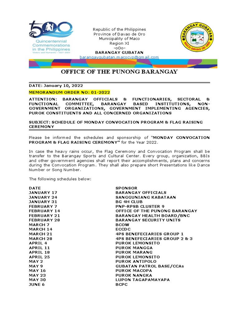 Memorandum Order 1 Series of 2022 | PDF | Philippines